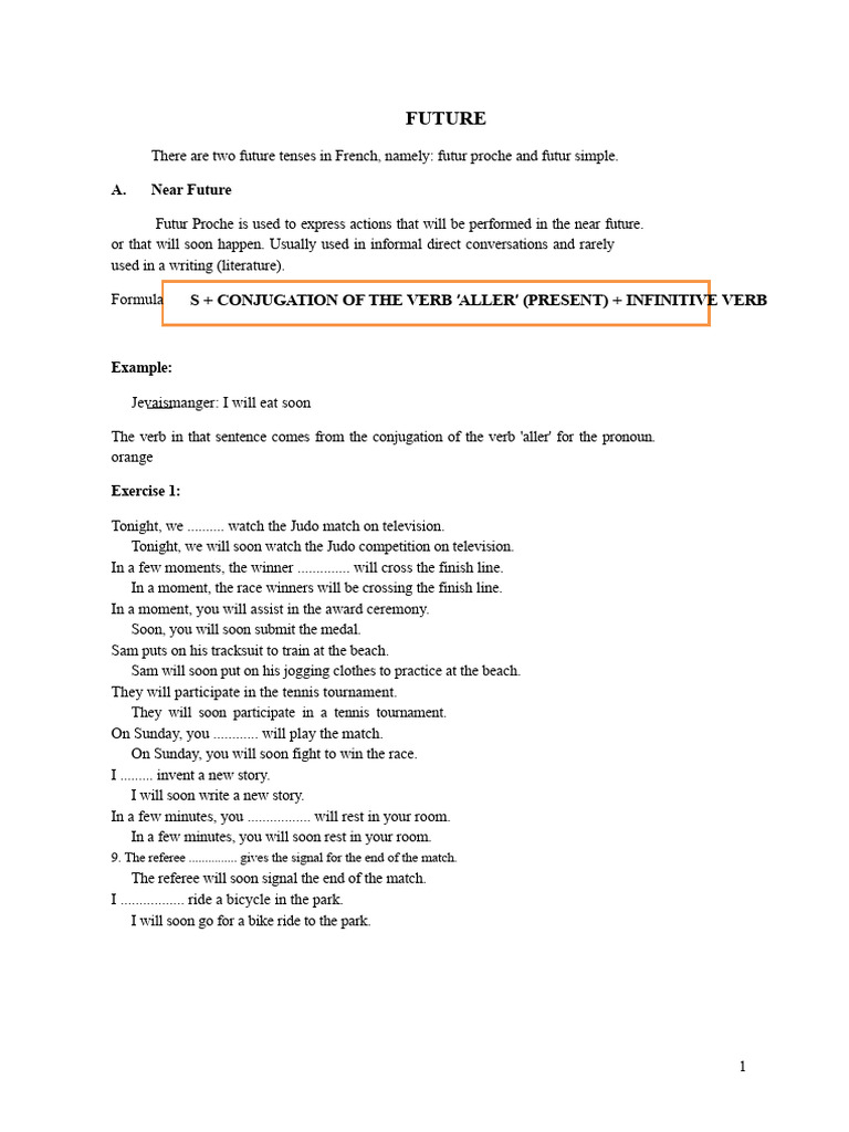 Near Future and Simple Future | PDF | Grammatical Conjugation | Languages