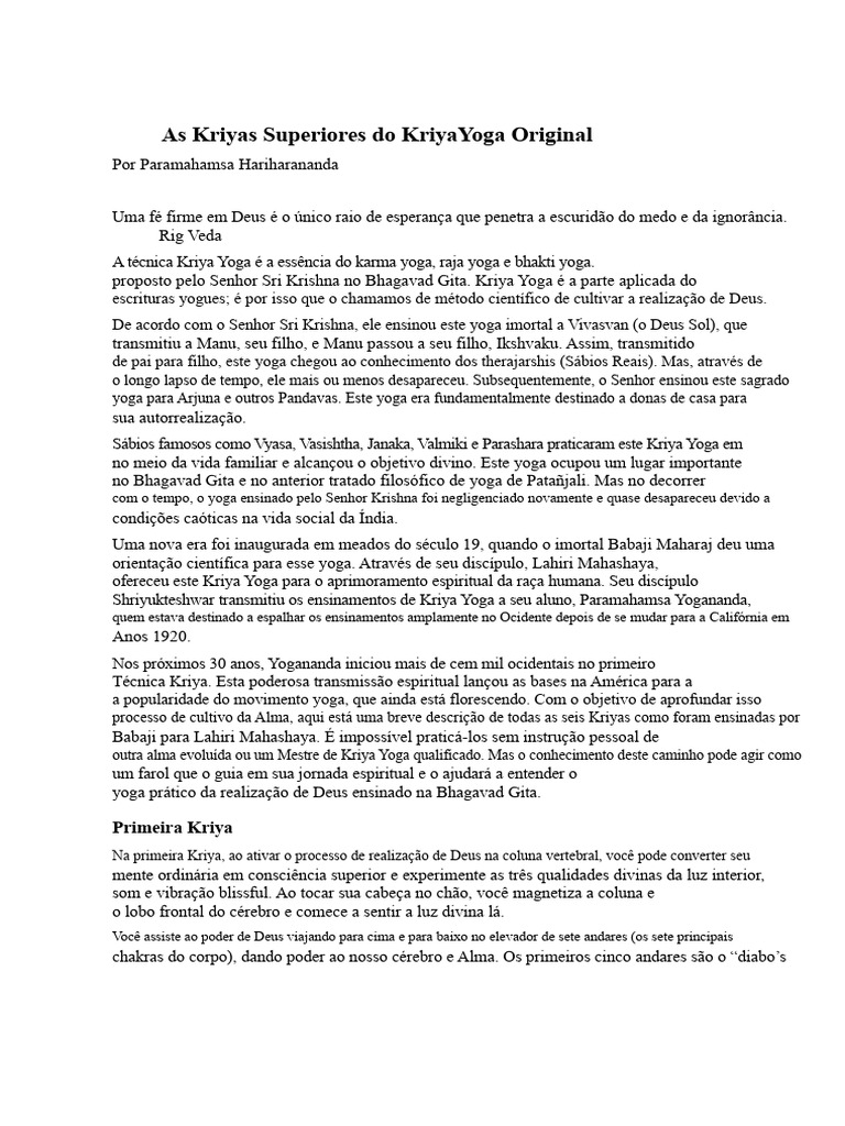 Kriyas Superiores do Kriya Yoga Original | PDF | Deus | Ioga