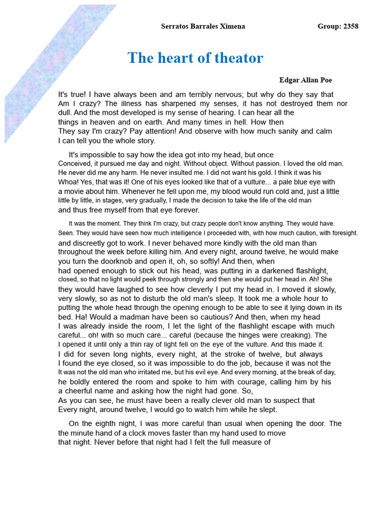 THE TELL-TALE HEART - Edgar Allan Poe | PDF