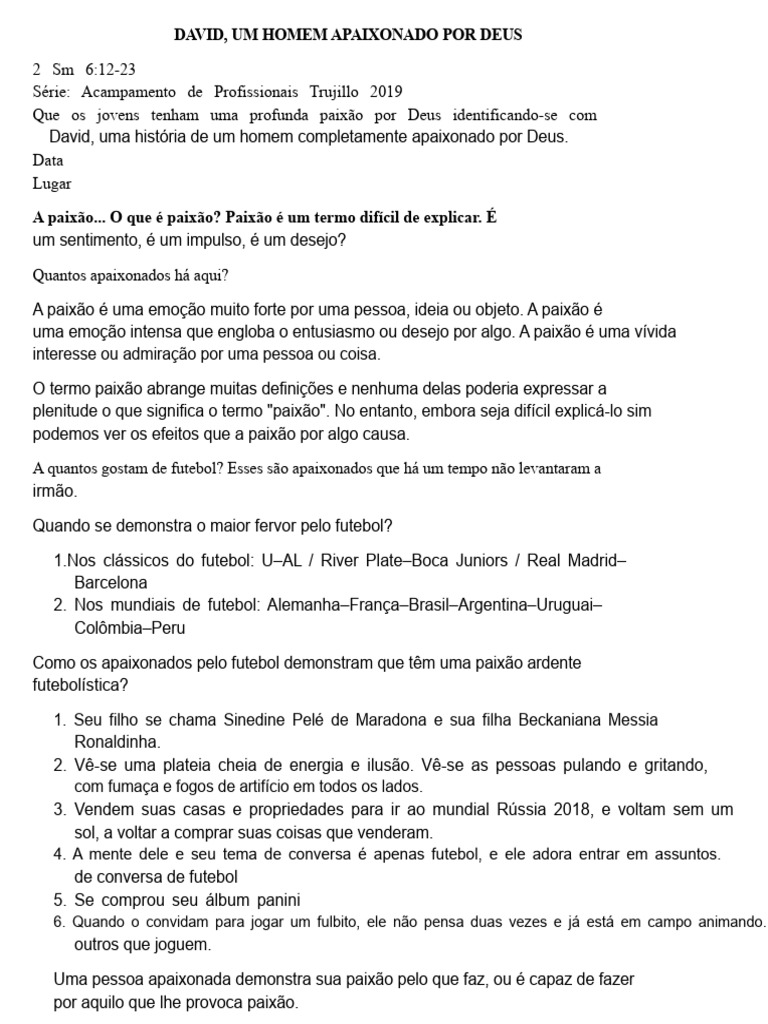 DAVID UM HOMEM APAIXONADO POR DEUS ok | PDF | Davi | Deus
