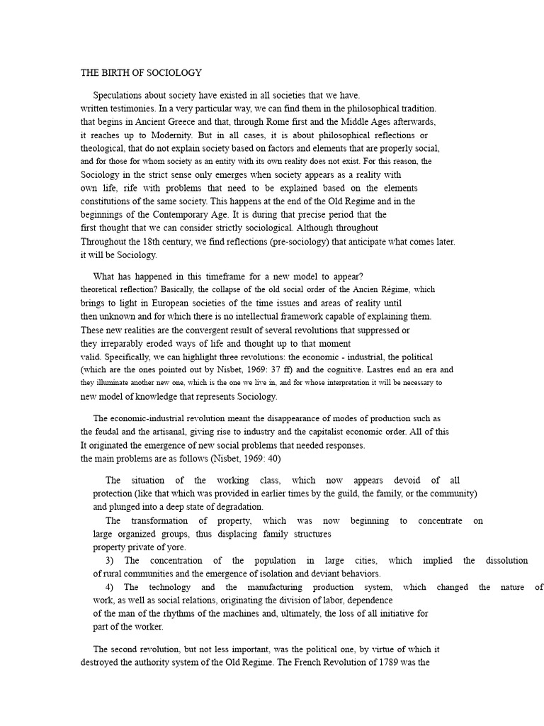 Felix Ortega The Birth of Sociology | PDF | Knowledge | Rationalism