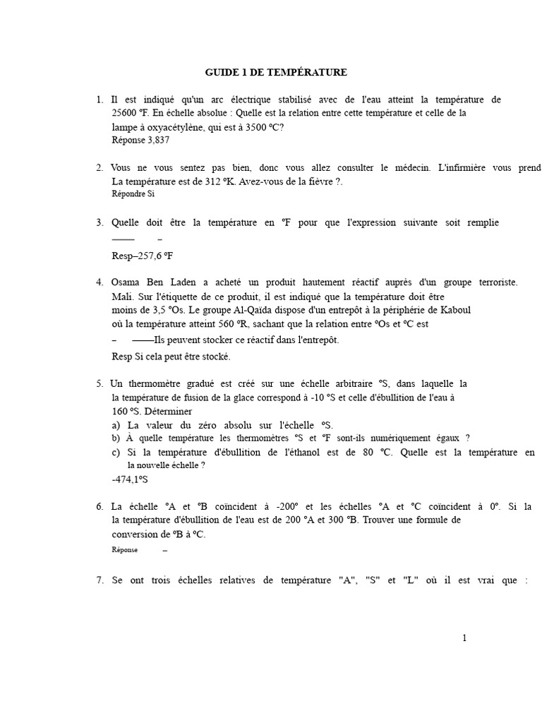 Exercice de lecture du thermomètre | PDF | Température | Thermomètre
