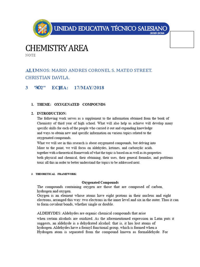oxygenated compounds | PDF | Aldehyde | Carboxylic Acid
