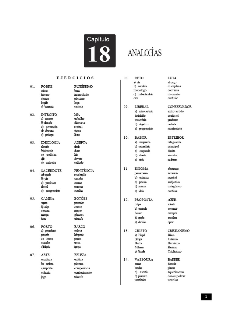 Guia Exercícios Analogias - Trilce | PDF