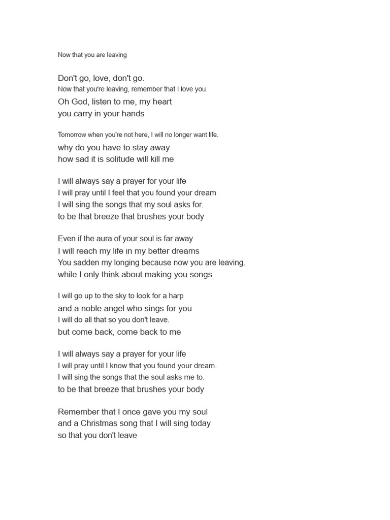 Now That You Are Leaving | PDF