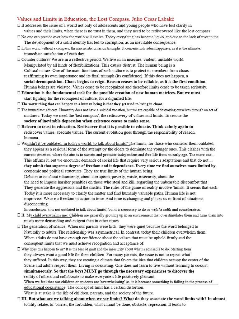 Values and Limits in Education | PDF | Self Esteem | Rationality