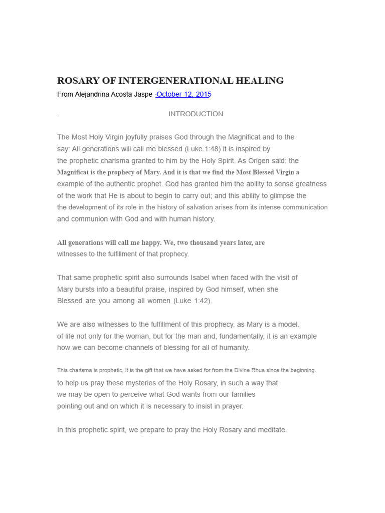 Intergenerational Healing Rosary PDF | PDF | Mary, Mother Of Jesus ...