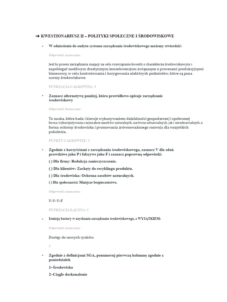 KWESTIONARIUSZ II | PDF