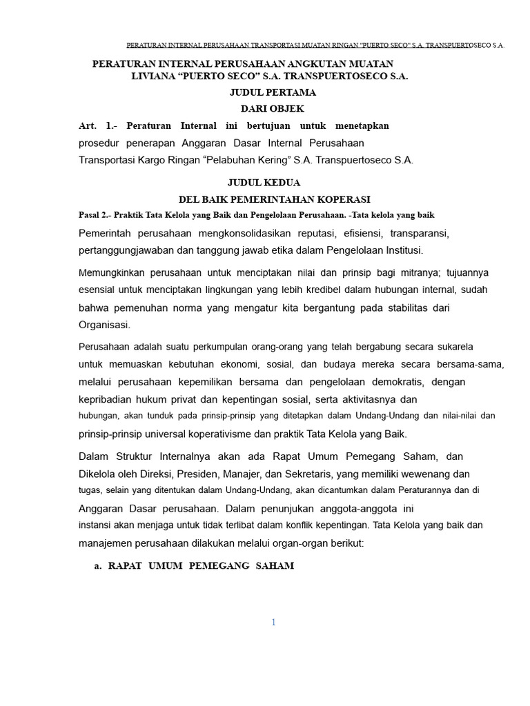 Peraturan Internal | PDF