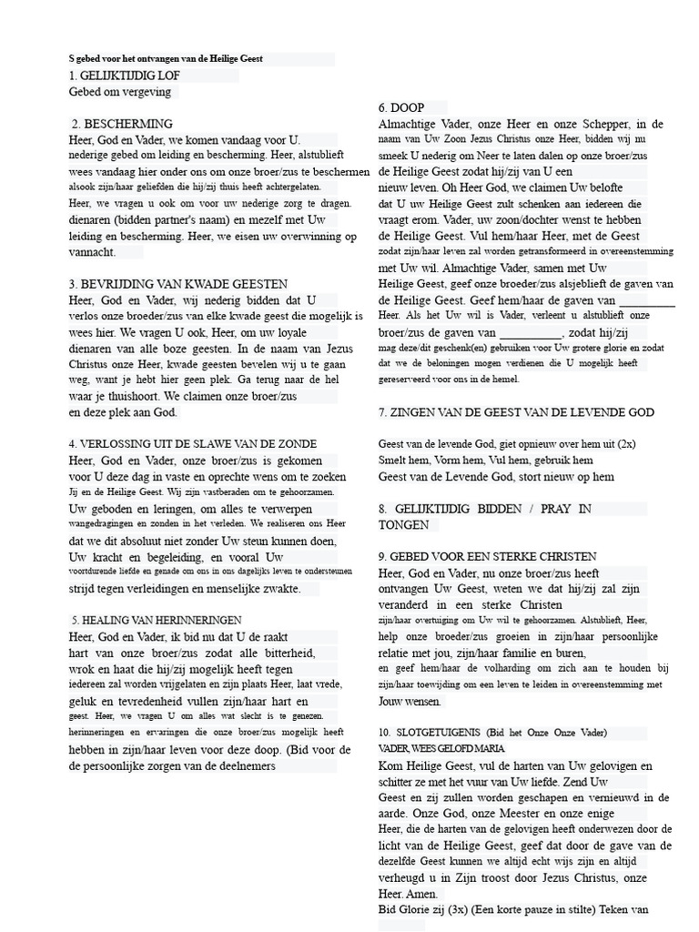 Gebed Voor Het Ontvangen Van de Heilige Geest | PDF