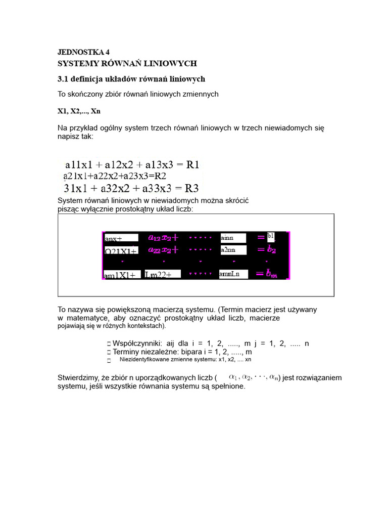 Algebra Liniowa Jednostka 3 Karla | PDF
