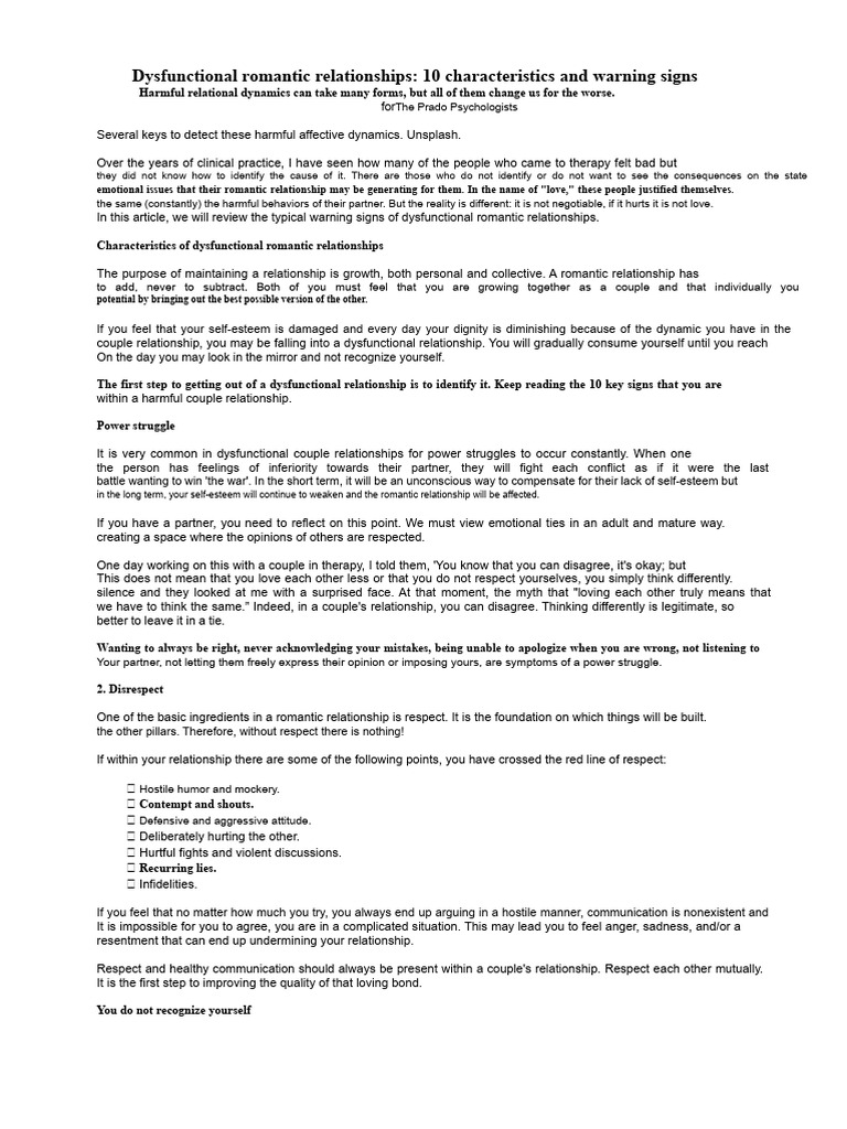 Dysfunctional Couple Relationships | PDF | Self Esteem | Romance (Love)