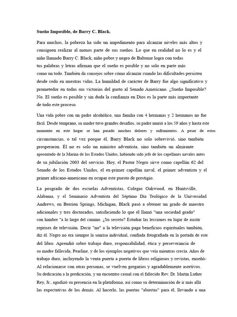 El Sueño Posible de Barry C. Black | PDF