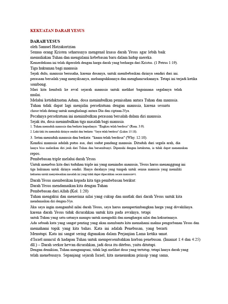 Kekuatan Darah Yesus | PDF
