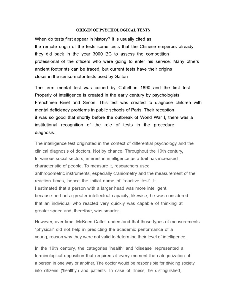 History of Psychological Testing | PDF | Psychology | Behavioural Sciences