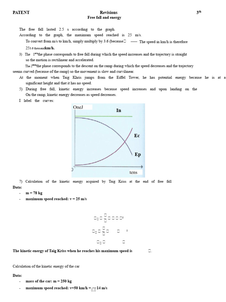 Free Fall and Corrected Energy | PDF | Kinetic Energy | Speed