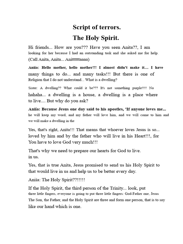 Puppet Script: The Holy Spirit | PDF