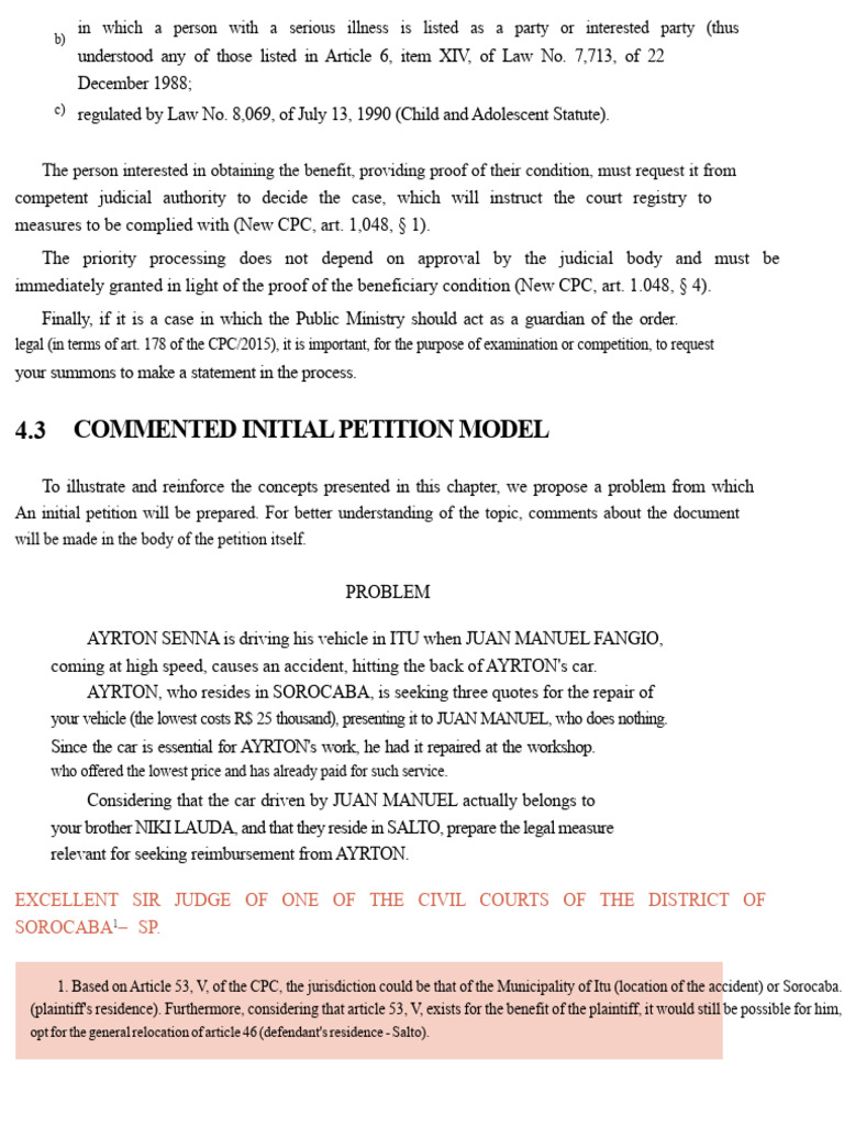 2 - Initial Petition Model - AYRTON SENNA | PDF | Mediation | Lawyer