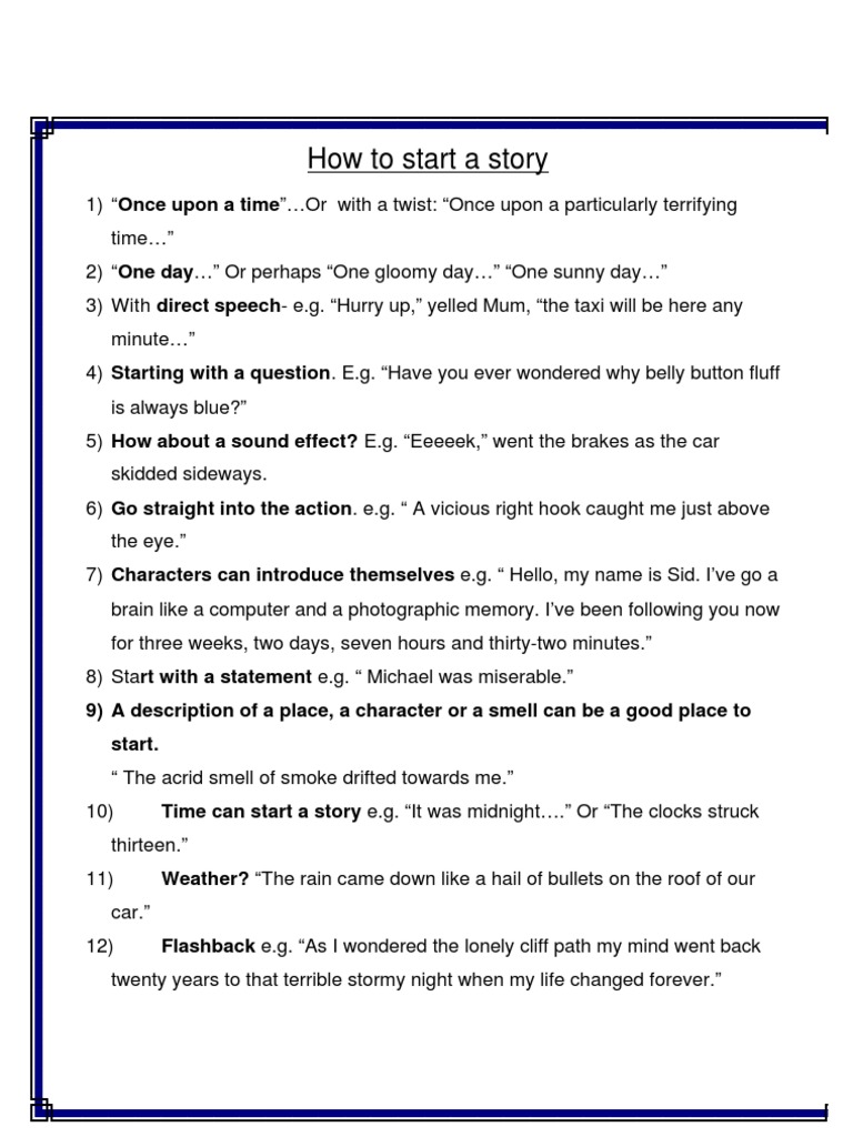 Creative Story Opening Techniques | PDF | Home & Garden | Young Adult