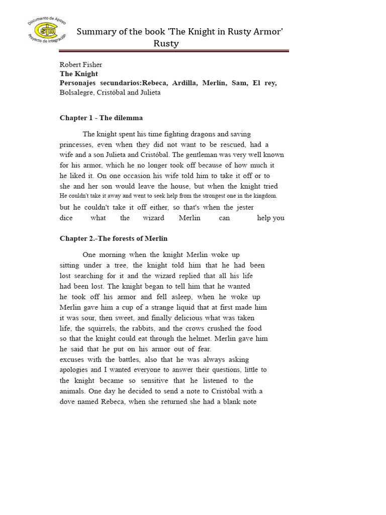 Summary of The Knight in Rusty Armor | PDF | Merlin