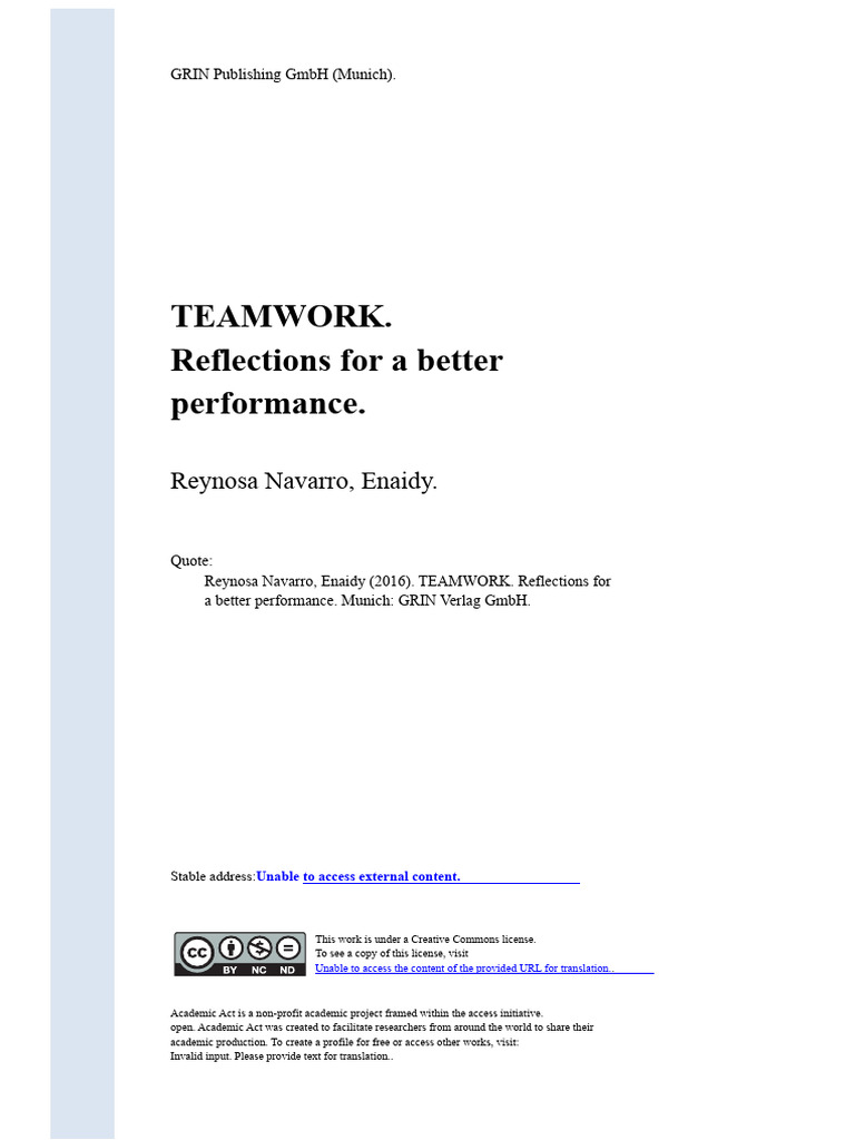 Reynosa Navarro, Enaidy (2016) - TEAMWORK. Reflections For Better Performance | PDF | Motivation ...