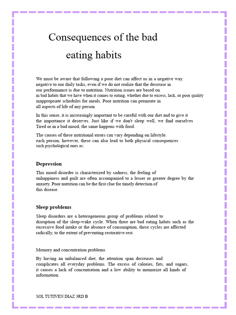 Impact of Poor Eating Habits | PDF | Dieting | Eating