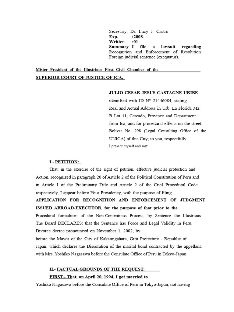 Recognition of Foreign Judgment | PDF | Divorce | Lawsuit