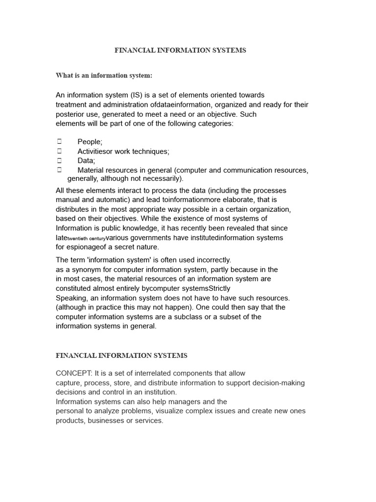Financial Information Systems Overview | PDF | Enterprise Resource ...