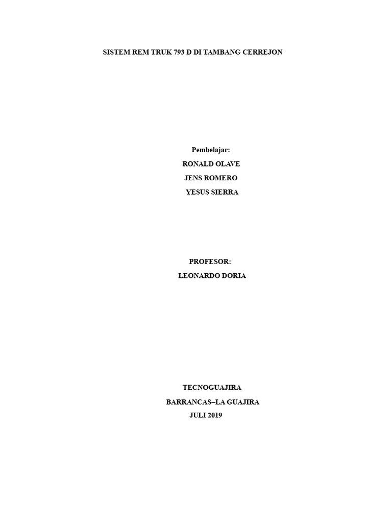 Panduan Sistem Rem Truk CAT 793D | PDF