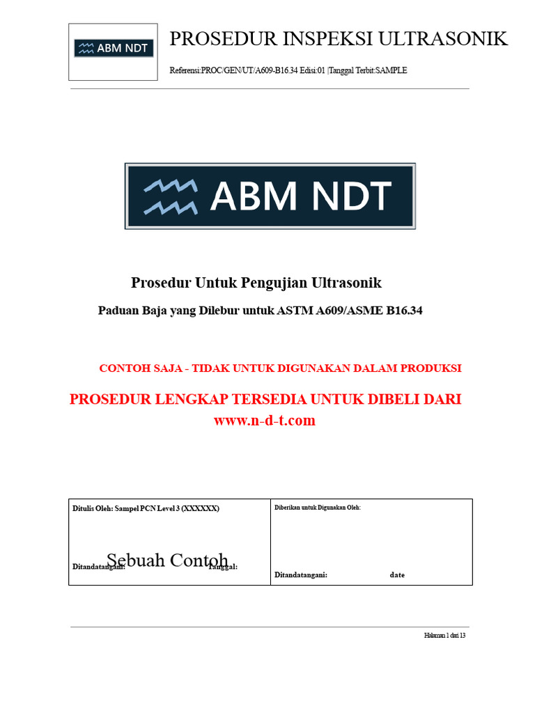 Prosedur Contoh Untuk Pengujian Ultrasonik Paduan Baja Berdasarkan ASTM ...
