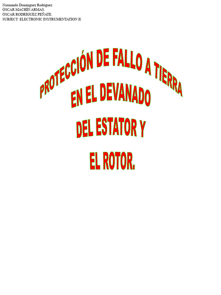 Ground Fault Protection in The Stator and Rotor Windings. | PDF ...
