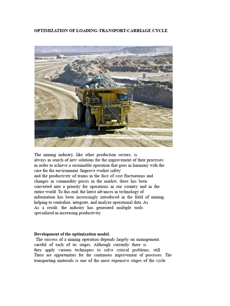 Optimization of Loading, Transport, and Hauling Cycle | PDF ...
