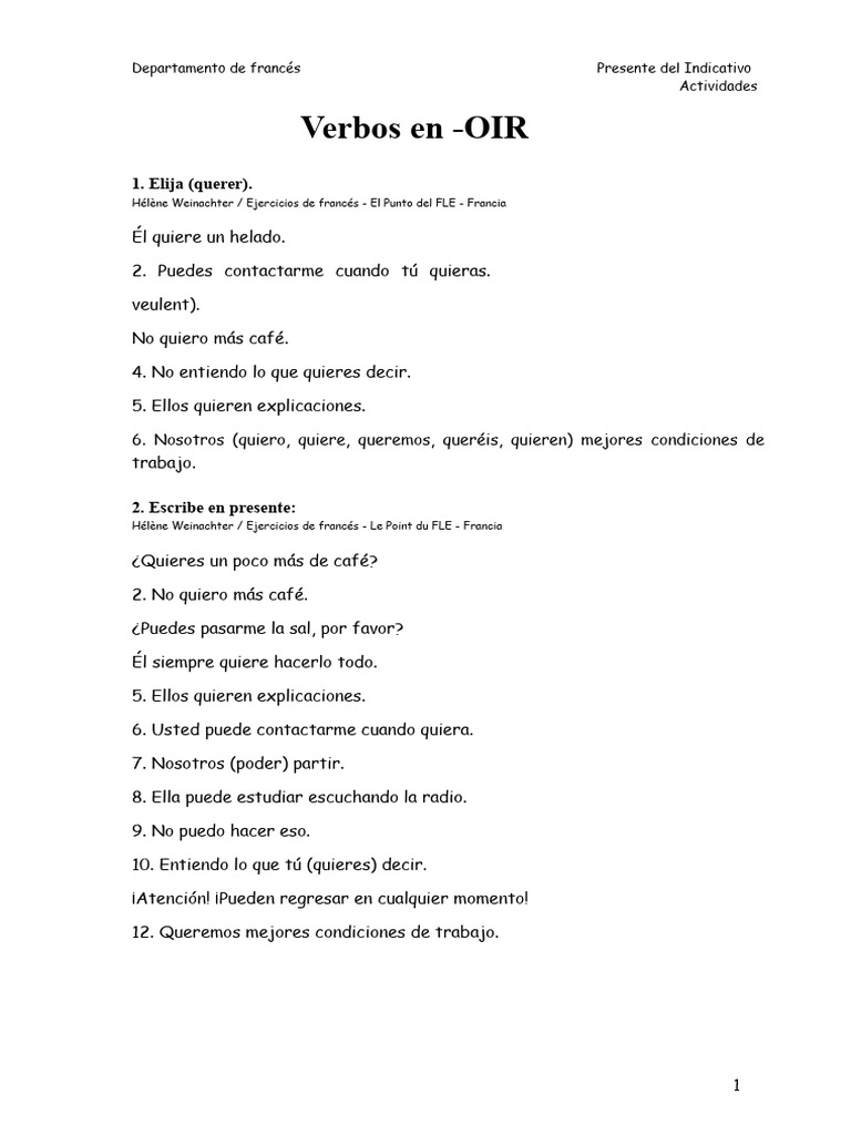 Verbos en Oir | PDF