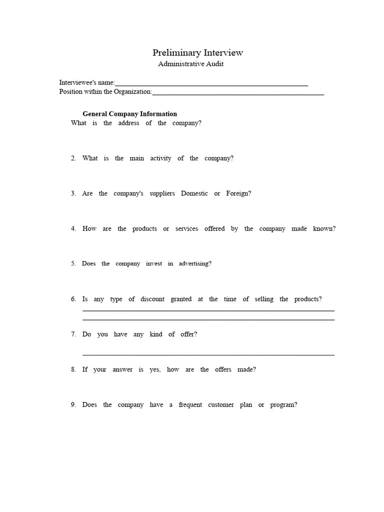 Preliminary Interview - MODEL | PDF | Human Resources | Business Economics
