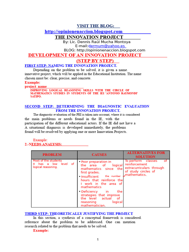 Developing An Innovation Project Step by Step | PDF | Knowledge ...