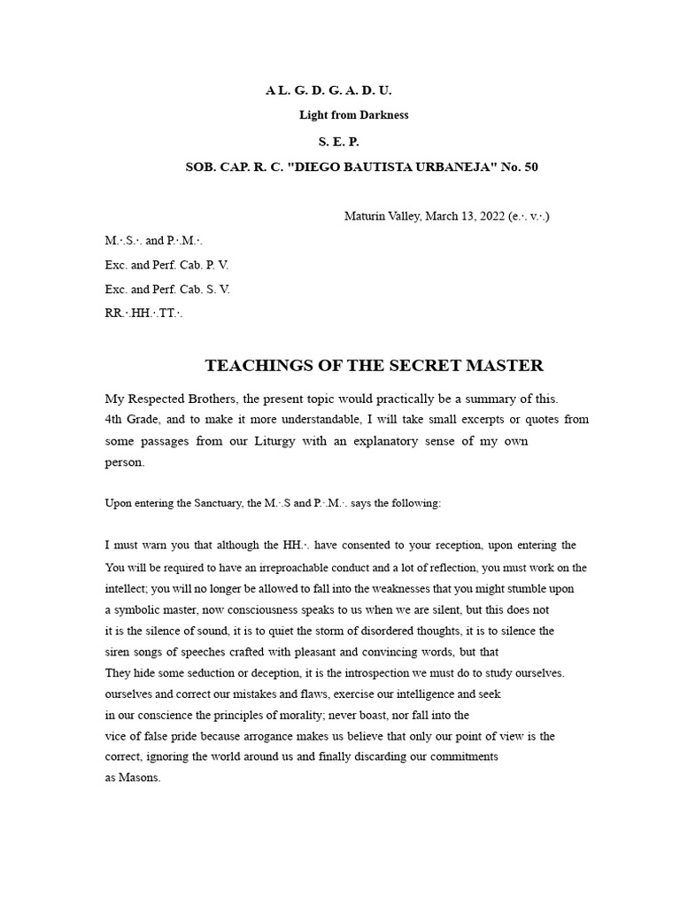 Teachings of the Secret Master Explained | PDF | Conscience | Consciousness