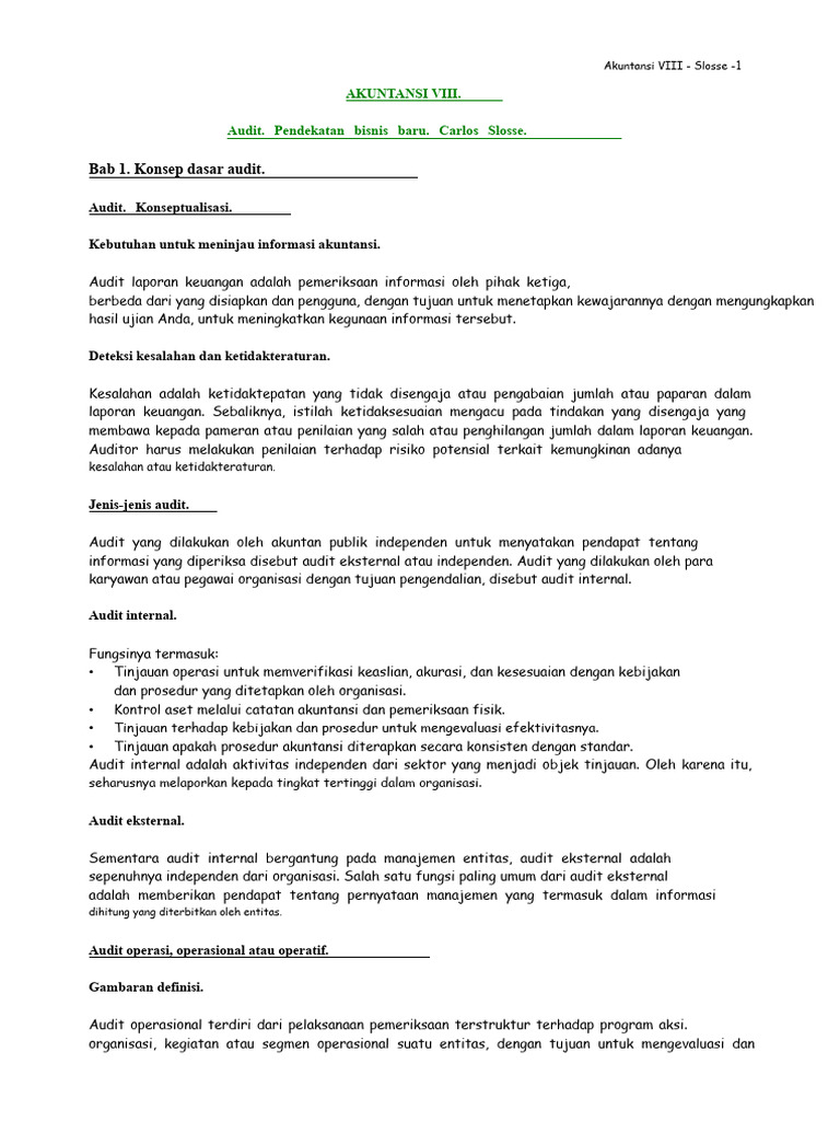 Audit. Pendekatan Bisnis Baru. Slosse. | PDF