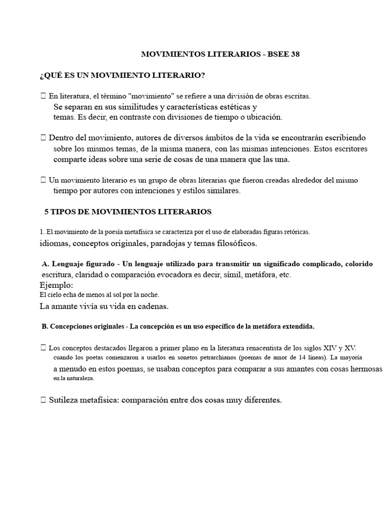 Movimientos Literarios Bsee-38 | PDF | renacimiento de Harlem | Poesía