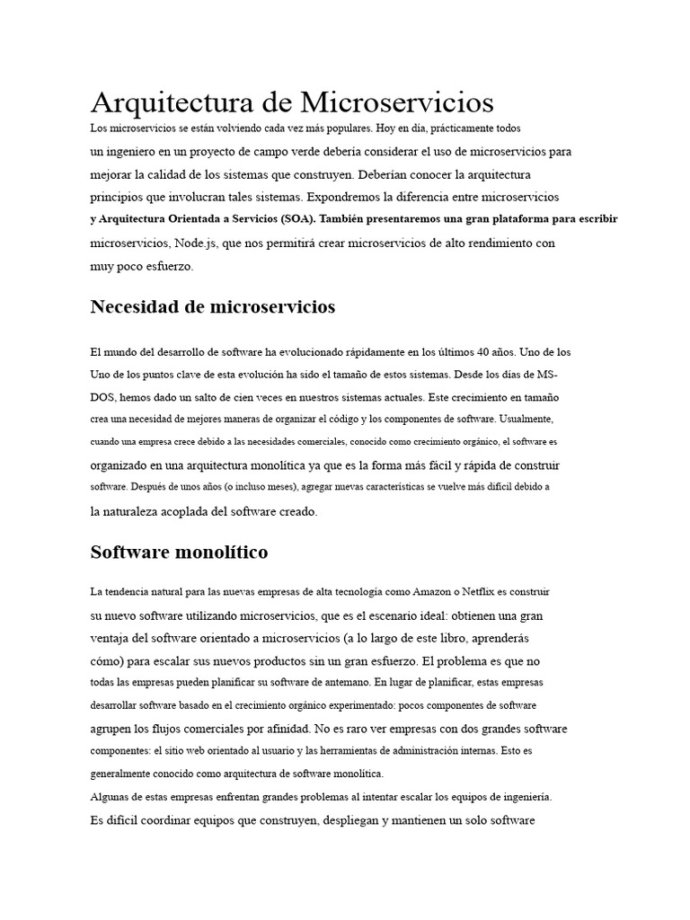 Ventajas y Desventajas de Microservicios | PDF | Arquitectura orientada ...