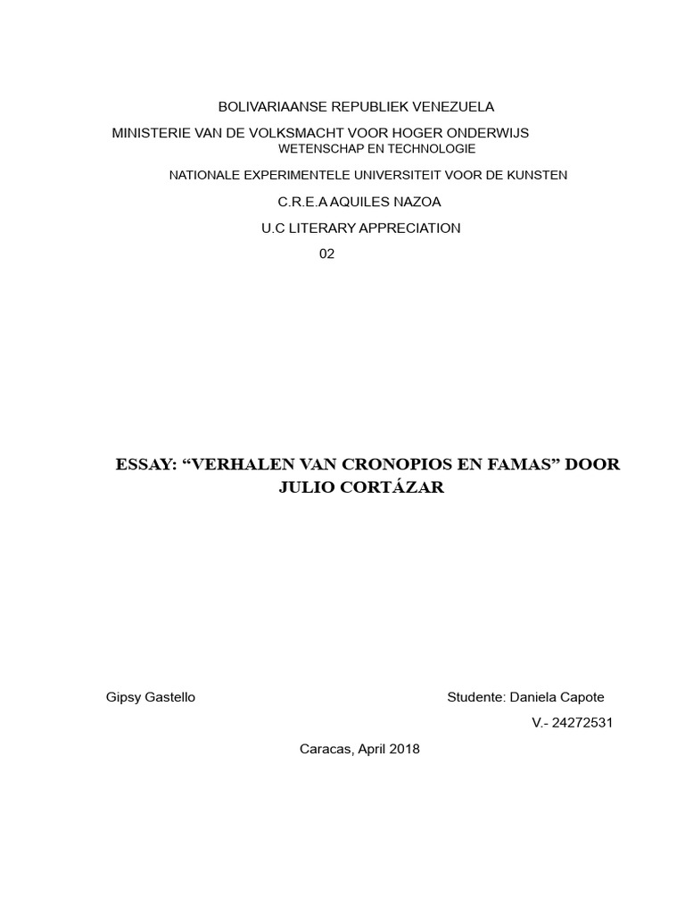 Essay Over Cronopios en Famas | PDF