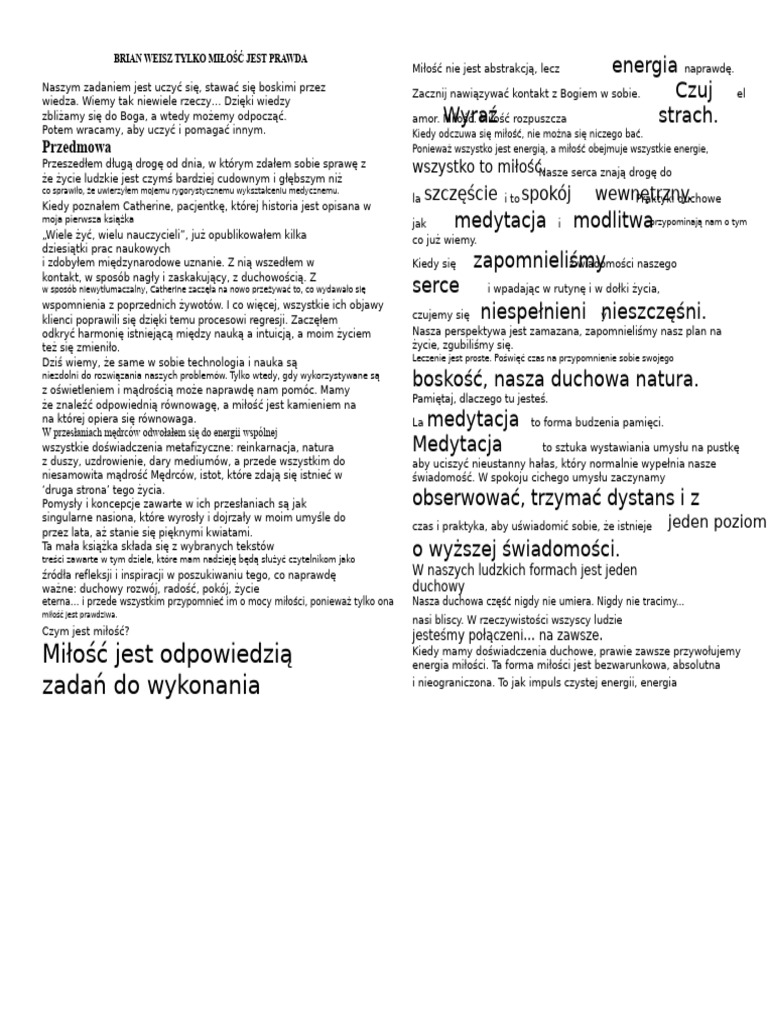 Brian Weiss Tylko Miłość Jest Prawdziwa | PDF