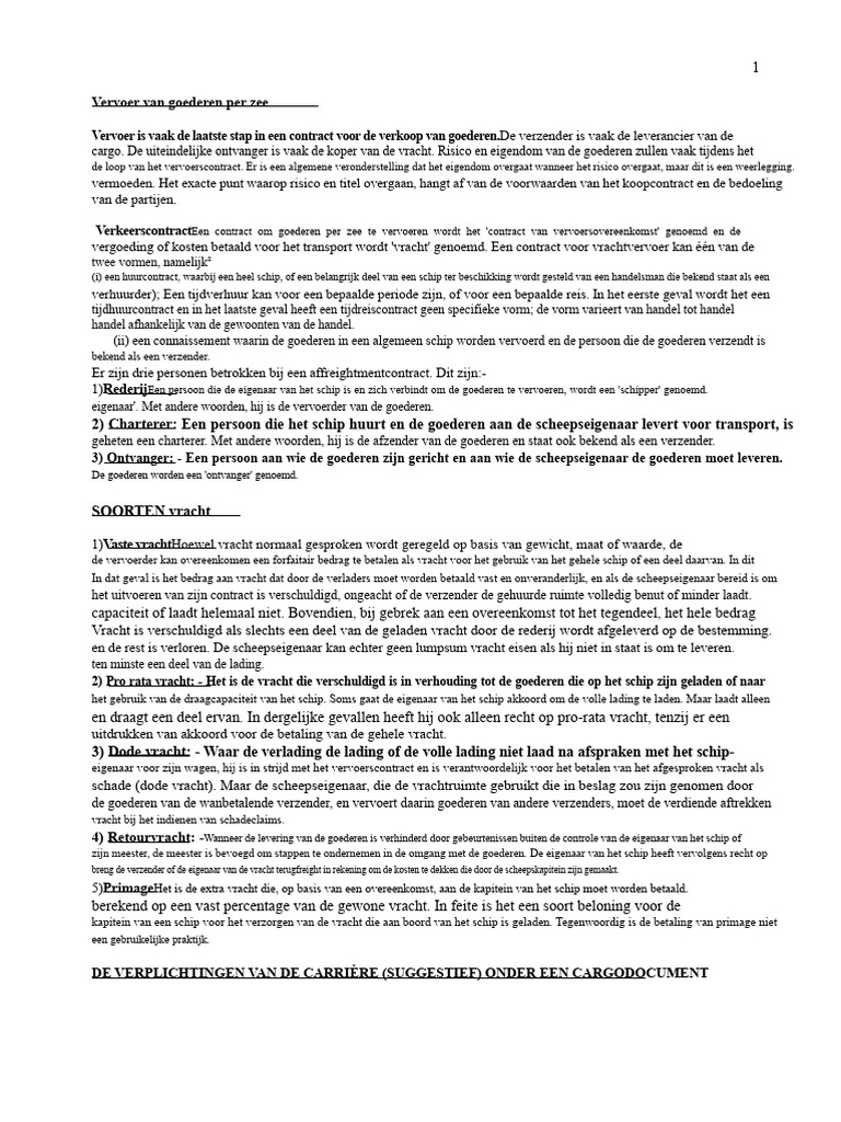 Vervoer Van Goederen Per Zee | PDF