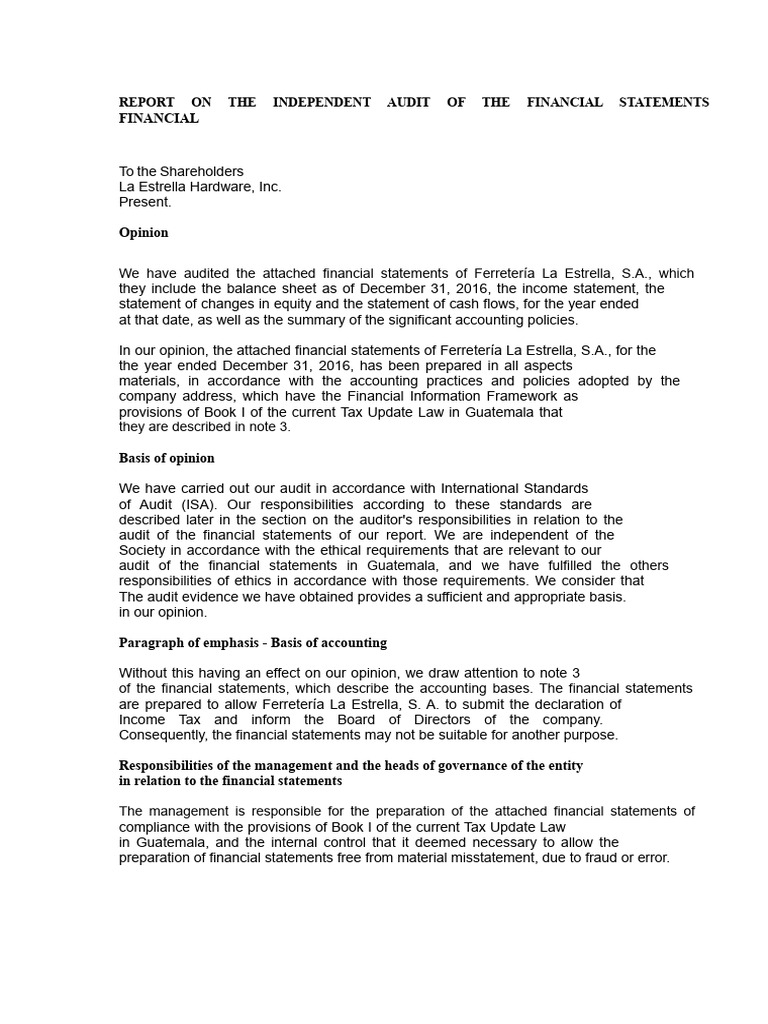 Clean Report With Emphasis Paragraph | PDF | Audit | Internal Control