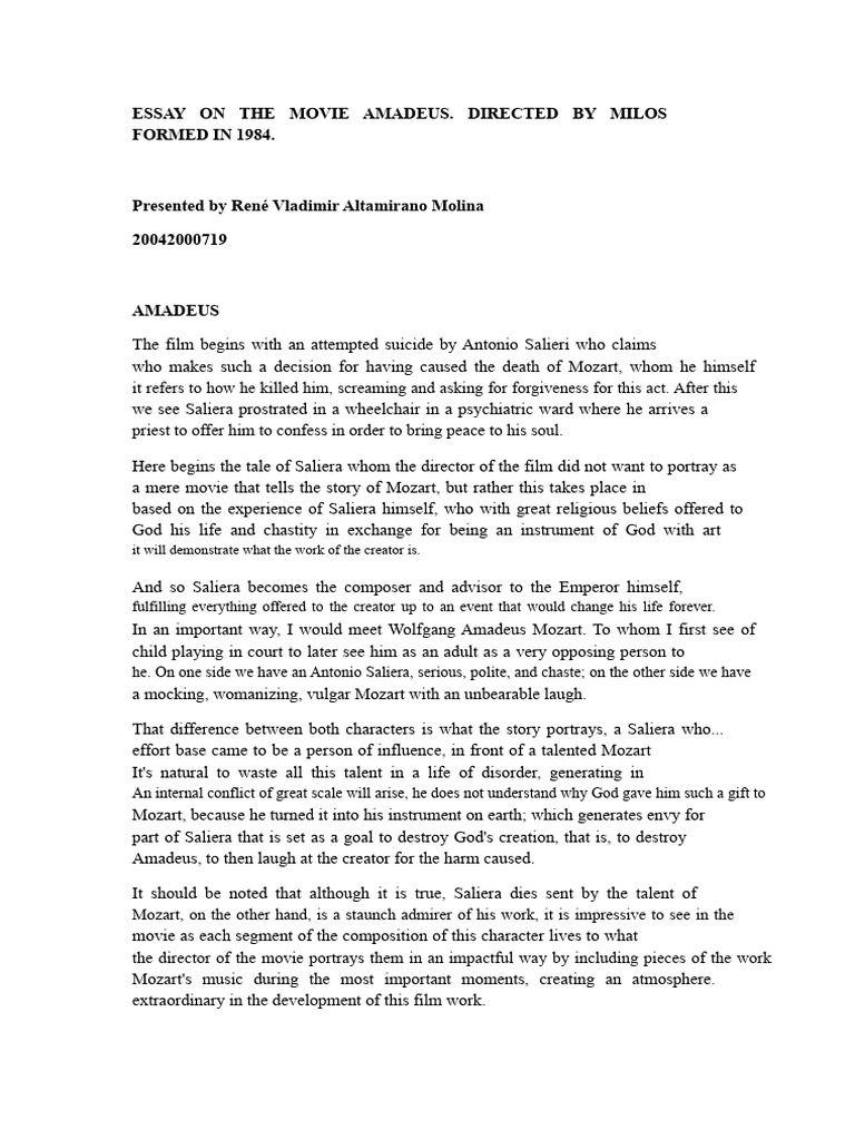 Essay About The Movie Amadeus | PDF