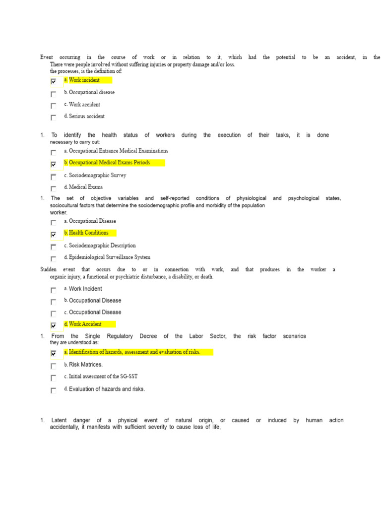 Sena Knowledge Assessment | PDF | Occupational Safety And Health | Risk
