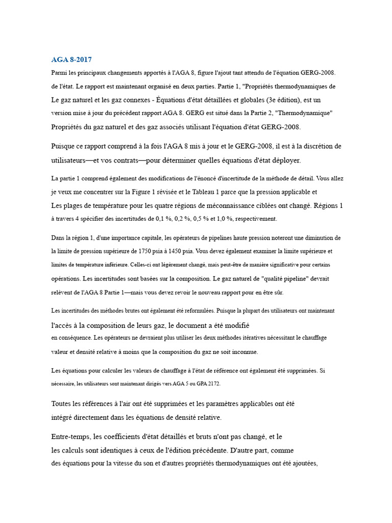 Mise à jour AGA 8 et GPA 2145-2016 | PDF | Équations | Pression