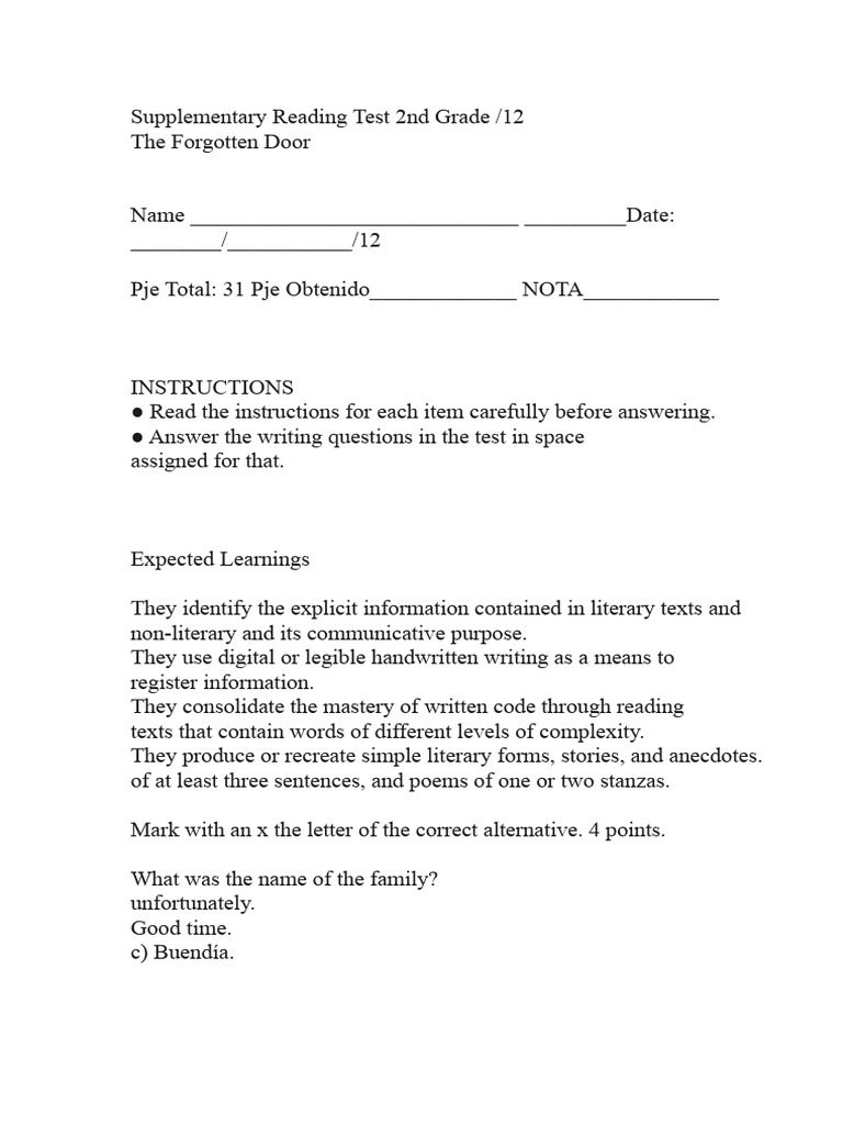 Test of The Forgotten Door | PDF | Cognitive Science | Human Communication