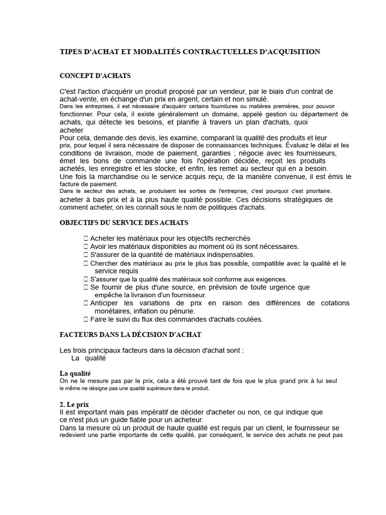 Stratégies et Politiques d'Achat en Entreprise | PDF | Prix | Business