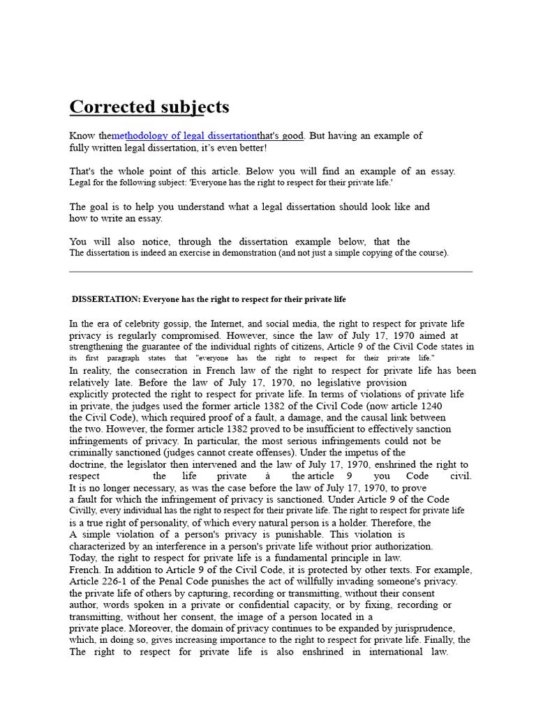 Legal Dissertation Example on Privacy Rights | PDF | Privacy | Constitution