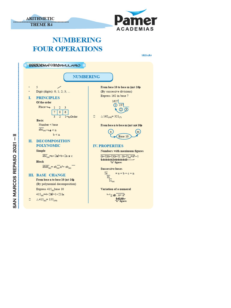 A_R4_Numeration, Four operations | PDF | Subtraction | Division (Mathematics)